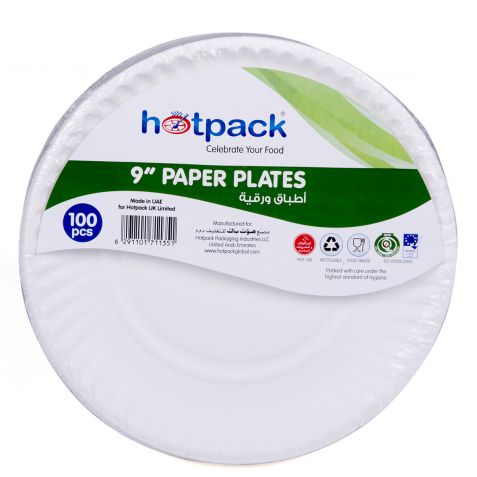 Hotpack- paper plate 9” - 100pcs